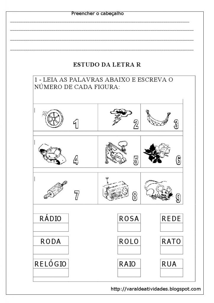 Atividades com a Letra R